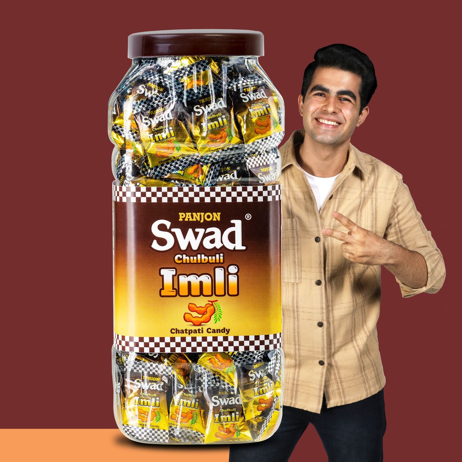 Swad Imli Candy (Tamarind Flavour with Masala Pop) 150 Toffee Jar ...