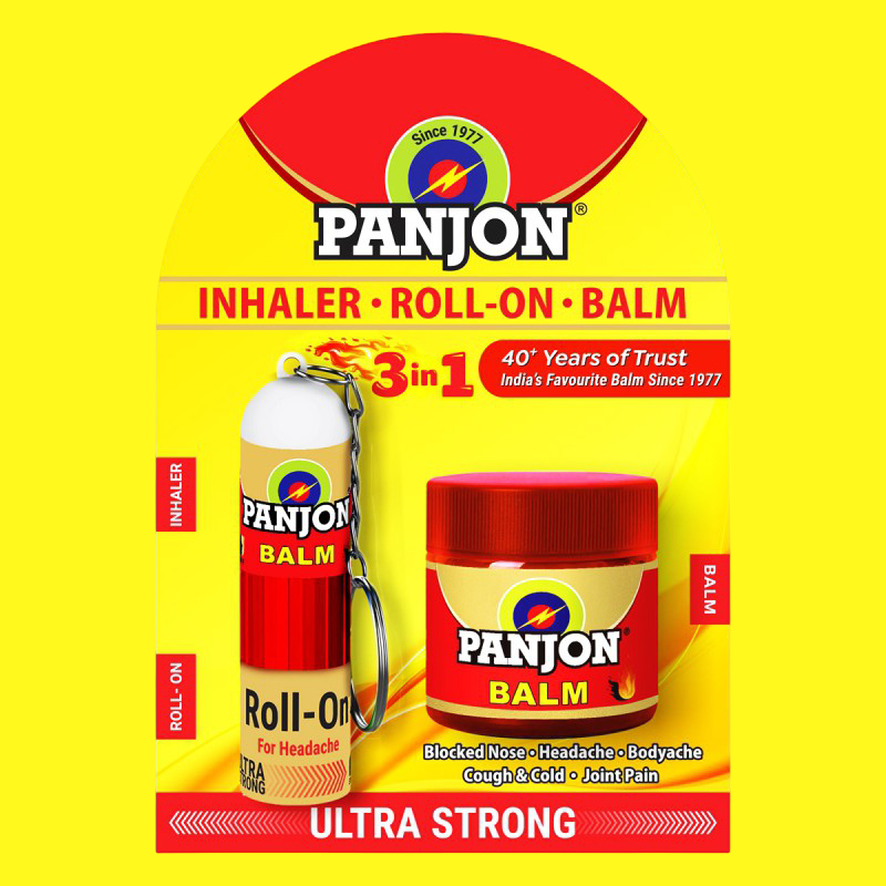 Panjon 3 in 1- Inhaler 0.5 ml, Roll-On 1 ml & Balm 8 ml – SwadBazaar